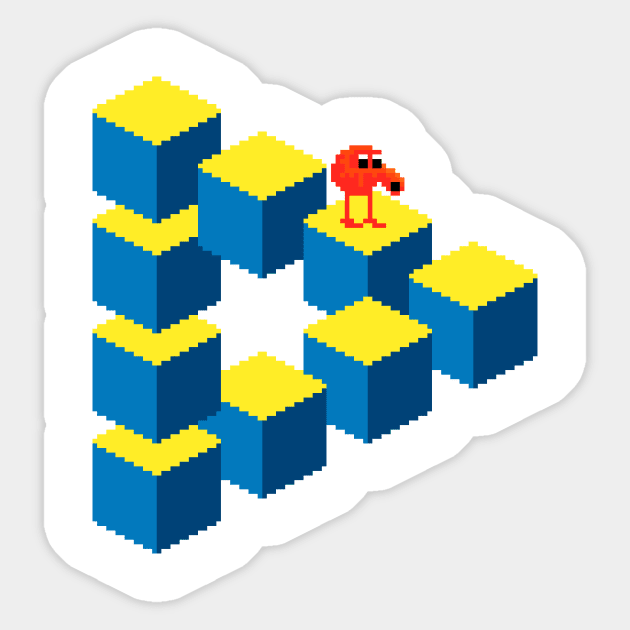 Q*bert - pixel art - Video Juegos - Sticker | TeePublic